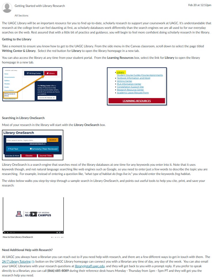 Library Research Announcement