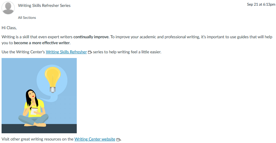 Writing Refresher Series HTML Announcement