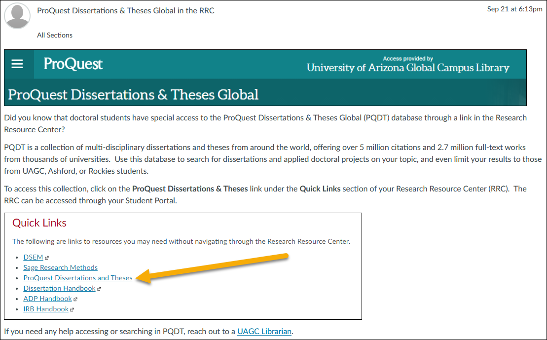 ProQuest Dissertations & Theses Global Announcement